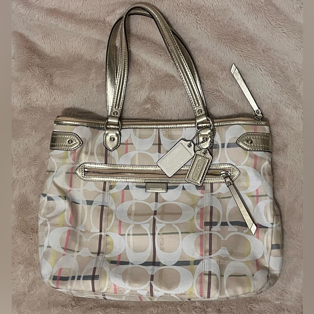 Rare Spring Colored Plaid Coach Tote - Gem